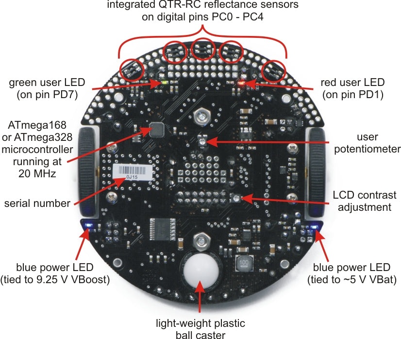 Pololu 3pi Robot Arduino Compatible Atmega328p With Reflectance Sensors 6799